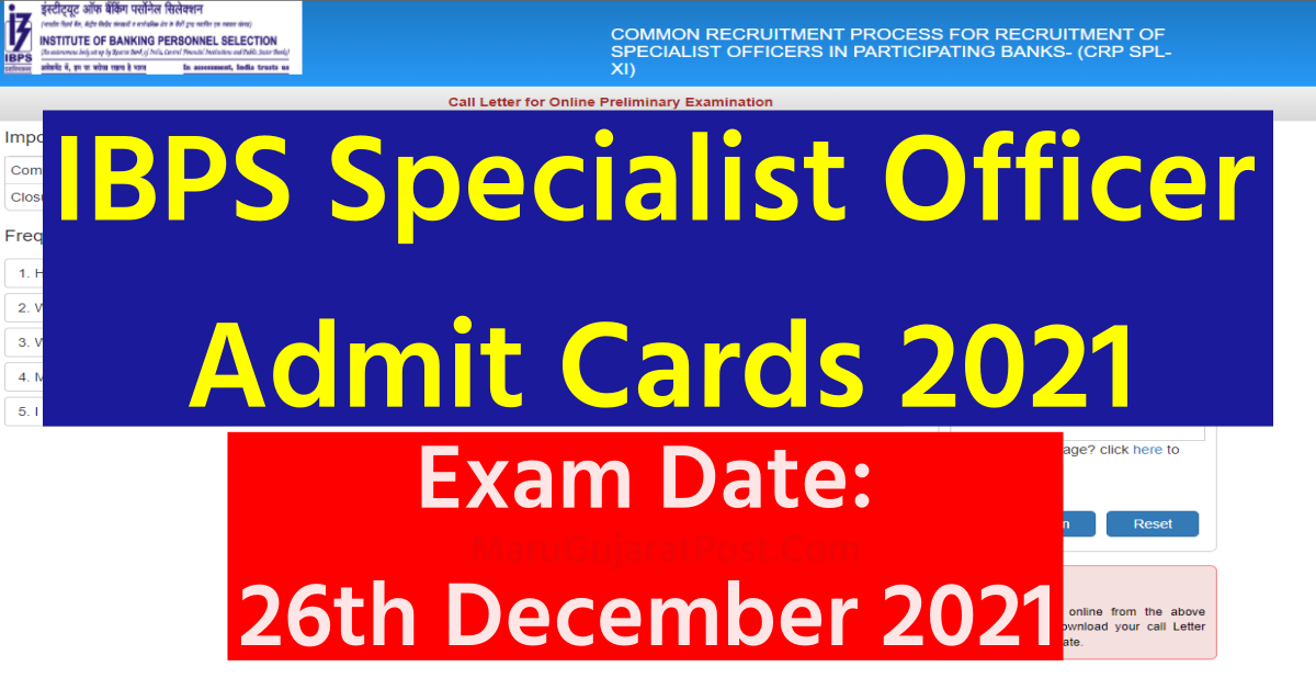 IBPS Specialist Officer Admit Cards 2021 @ibpsonline.ibps.in ...