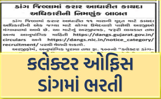 Collector Office Dang Recruitment 2022 - MaruGujaratPost.Com