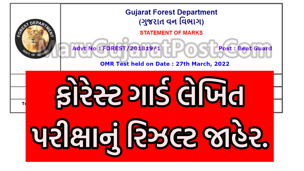 Gujarat Forest Guard Result 2022 Merit List, Cut Off, Download PDF ...