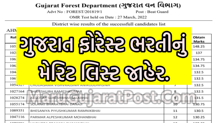 Gujarat Forest Guard SuccessFul Candidate List 2022 @forests.gujarat ...