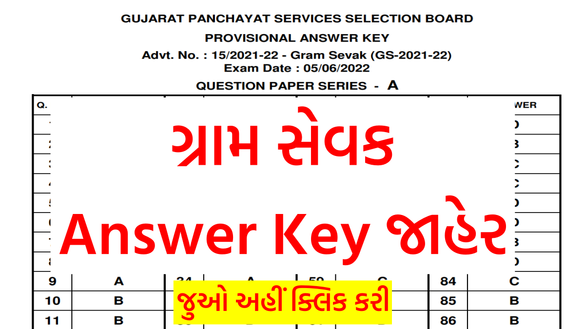 GPSSB Gram Sevak Answer Key 2022 | Check Your Marks @gpssb.gujarat.gov ...