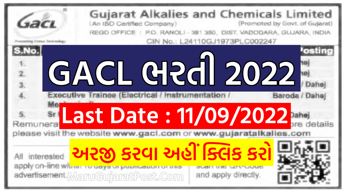 GACL New Bharti 2022 | Apply Online | Notification | Eligibility ...