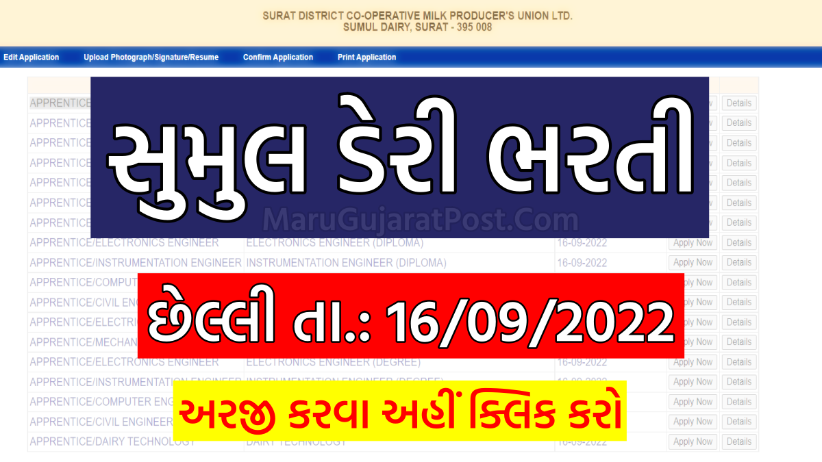 Sumul Dairy Bharti 2022 , Apply Online @careers.sumul.coop ...