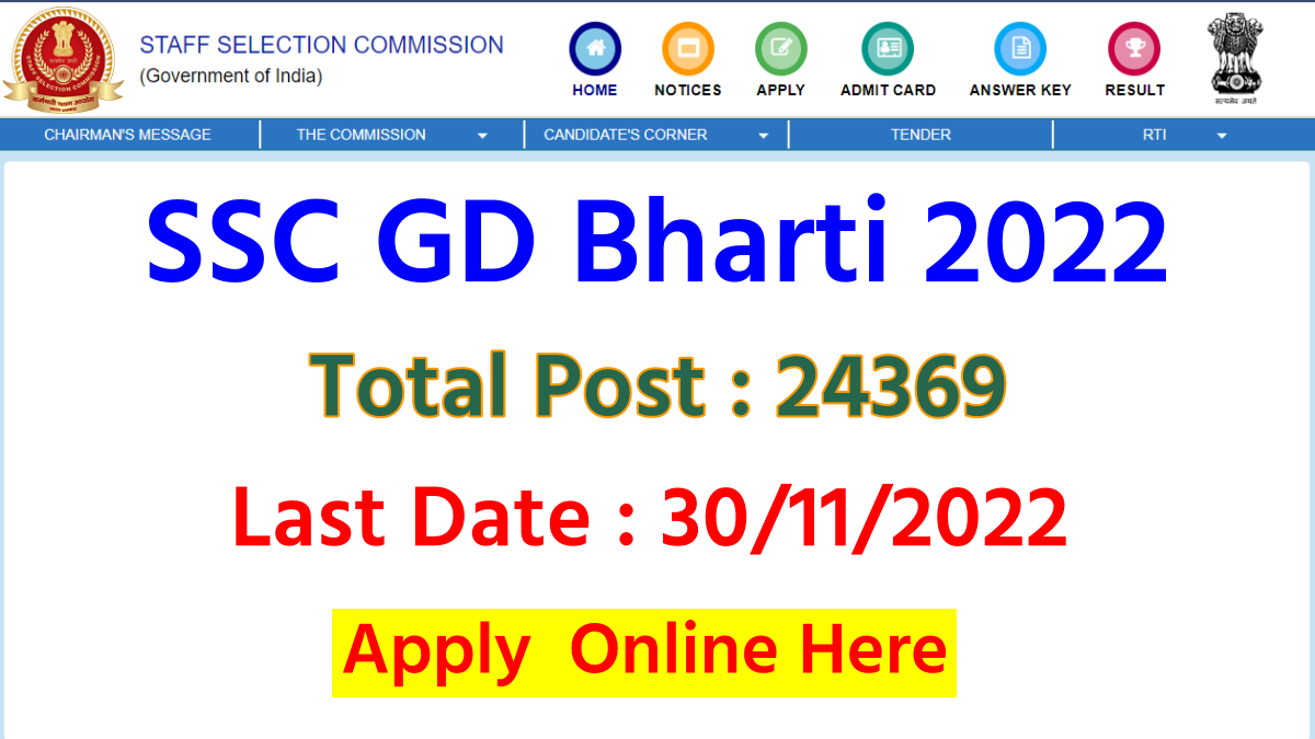 SSC GD Bharti 2022, Apply Online @ssc.nic.in - MaruGujaratPost.Com