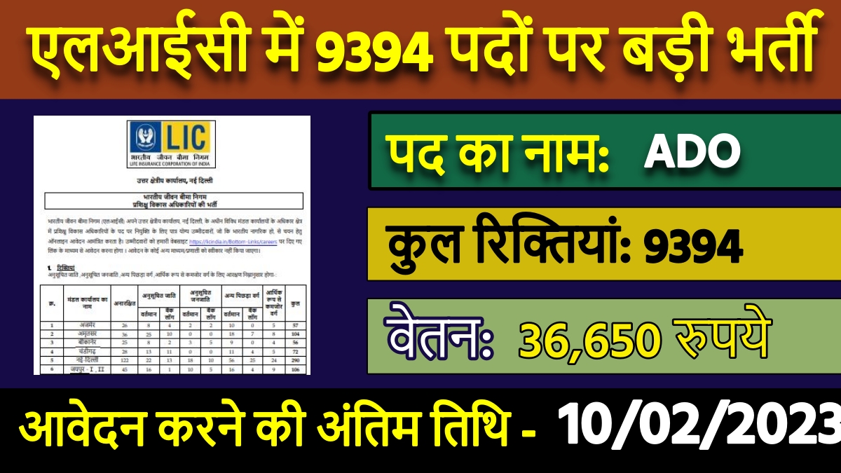 LIC ADO Bharti 2023 | Apply Online | Notification | Last Date @licindia ...