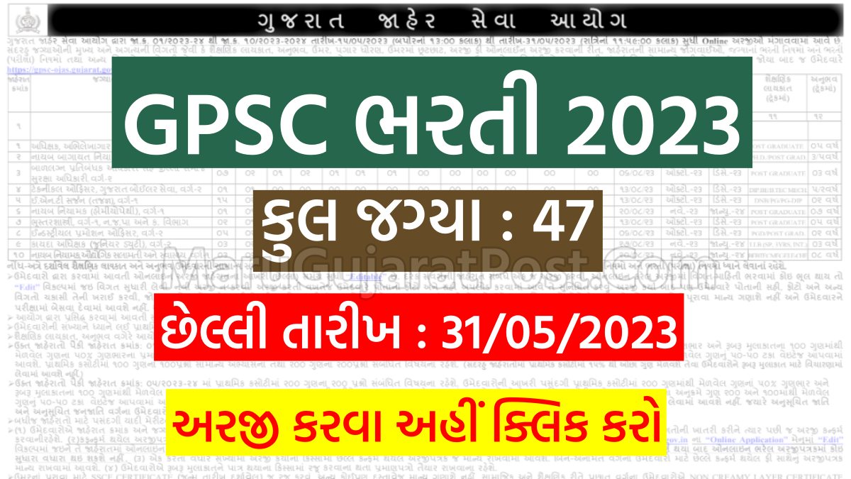 GPSC Bharti 2023 | Apply Online | Notification | Eligibility @gpsc.gujarat.gov.in ...