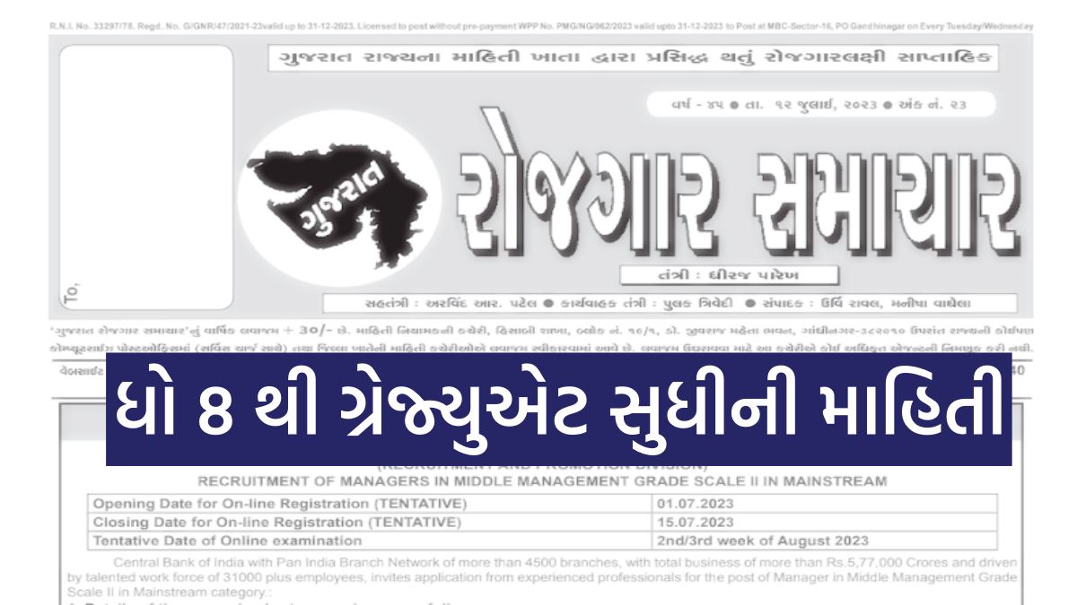 Gujarat Rojgar Samachar Date 12/07/2023 | Download PDF ...