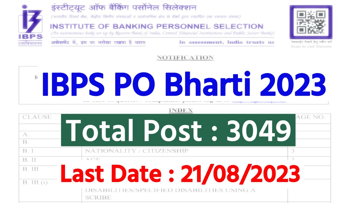 IBPS PO Bharti 2023 | Apply Online | Notification | Eligibility @ibps ...