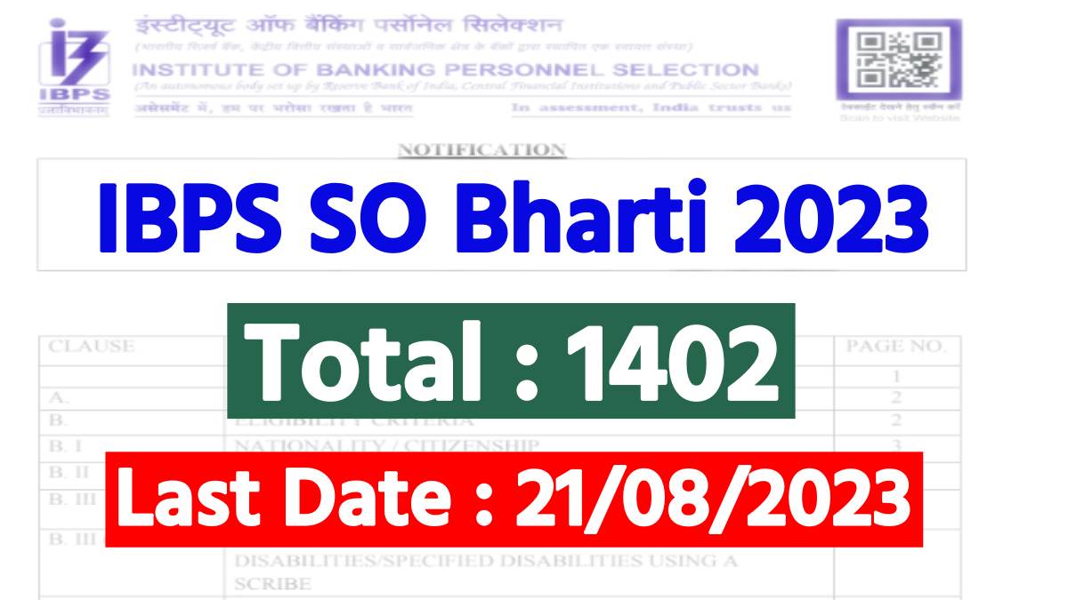 IBPS SO Bharti 2023 | Apply Online | Notification | Eligibility @ibps ...