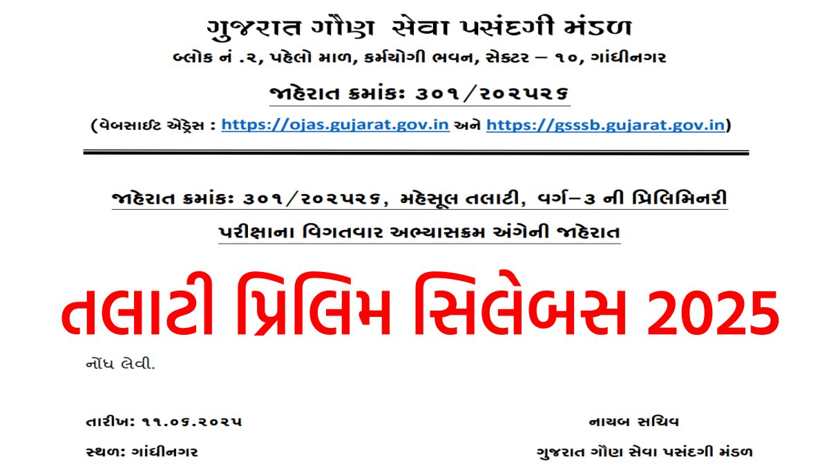 Revenue Talati Preliminary Exam Syllabus 2025 - MaruGujaratPost.Com